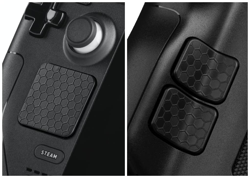TouchProtect Front & Back Set for Steam Deck - Front trackpads and back button TouchProtect included. (Hex Black)