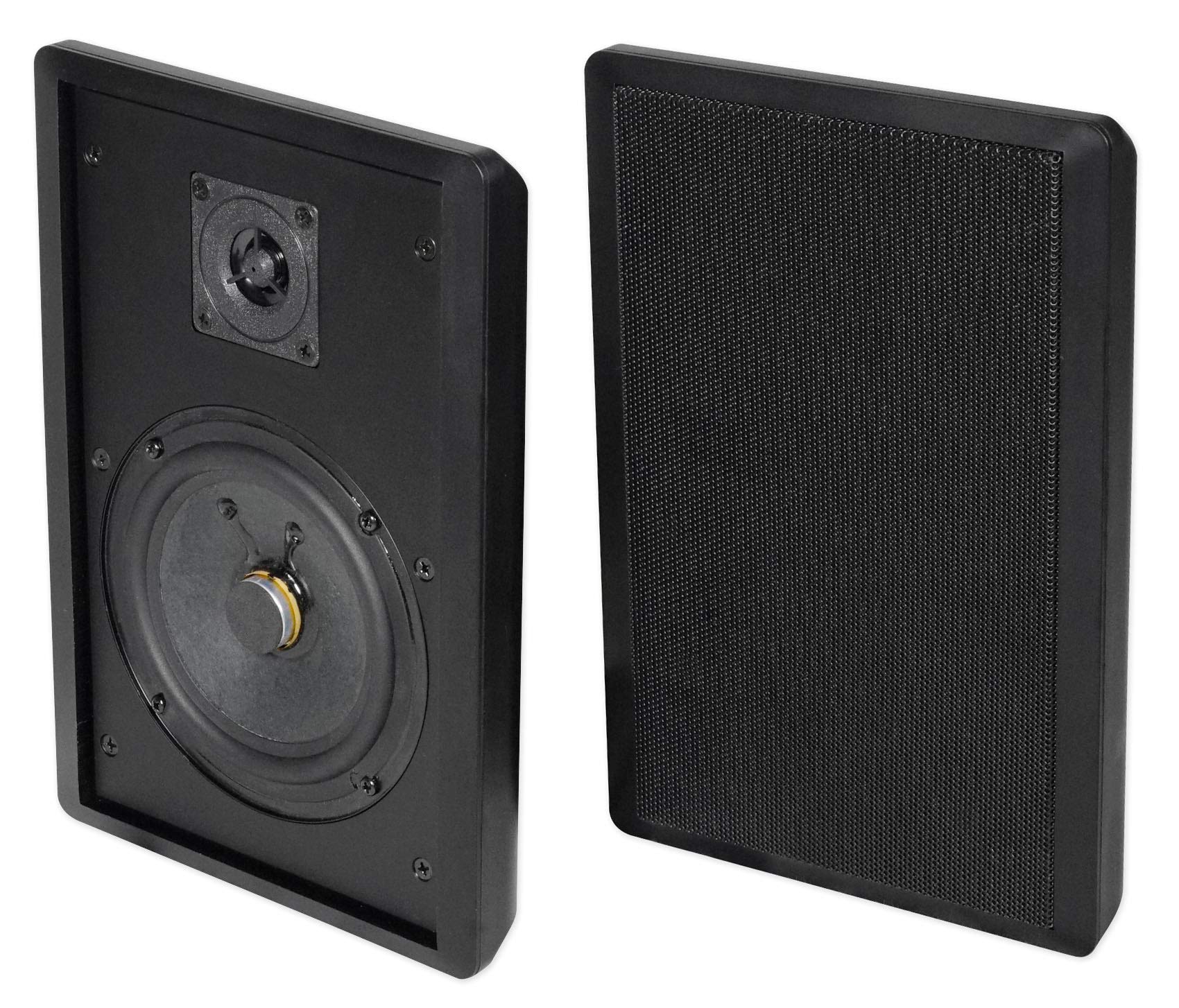 Rockville Pair Rock Slim 70B Black 5.25" 70V Commercial Restaurant Wall Speakers