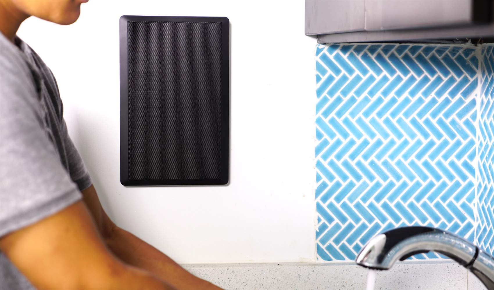 Rockville Pair Rock Slim 70B Black 5.25" 70V Commercial Restaurant Wall Speakers