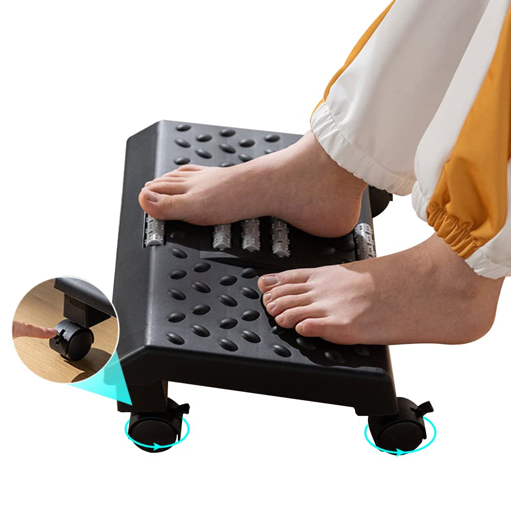 APVTI Foot Rest for Under Desk, Foot Stool -6 Height Adjustable with Massage Surface and Roller for Home Office, All Ages