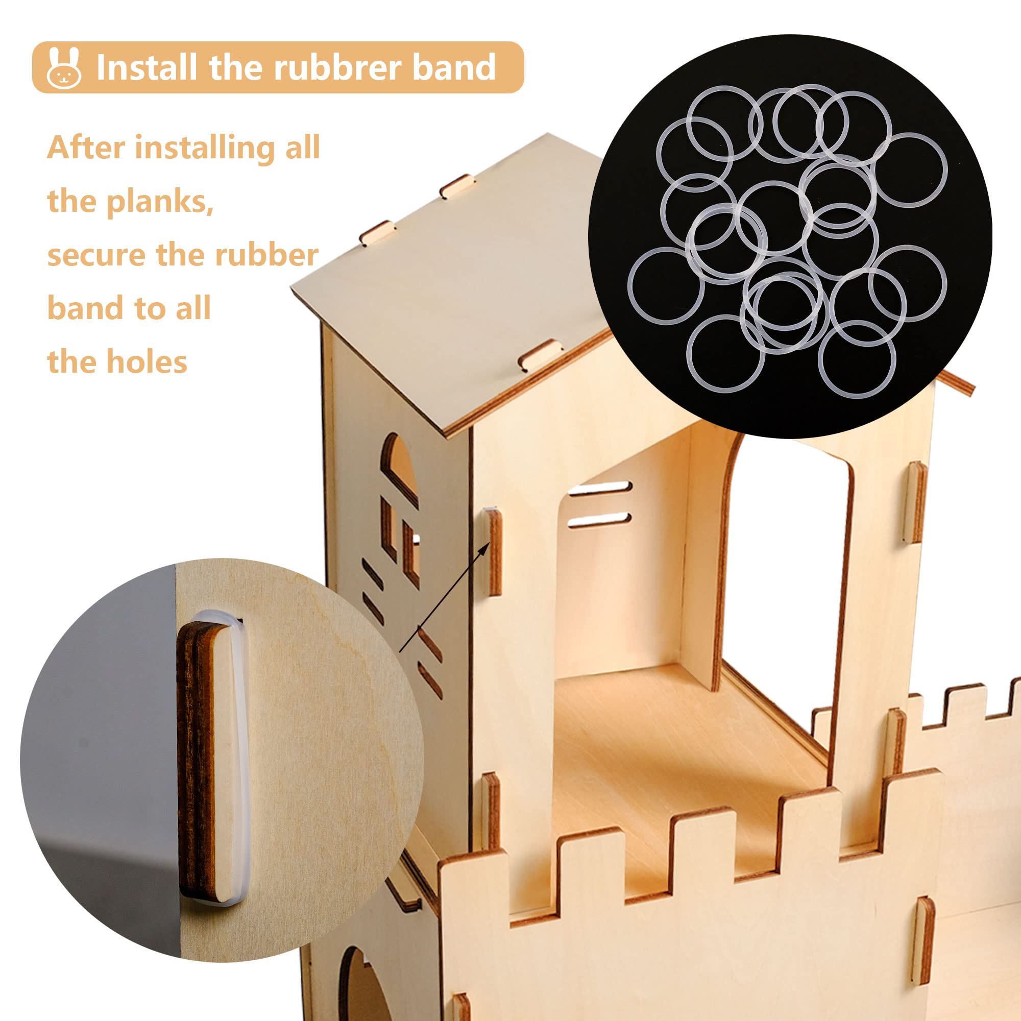 Extra Large Rabbit Castle Hideout Bunny House, Wooden Bunny Hideout for Indoor Rabbit Play Houses and Hideouts Nut Castle