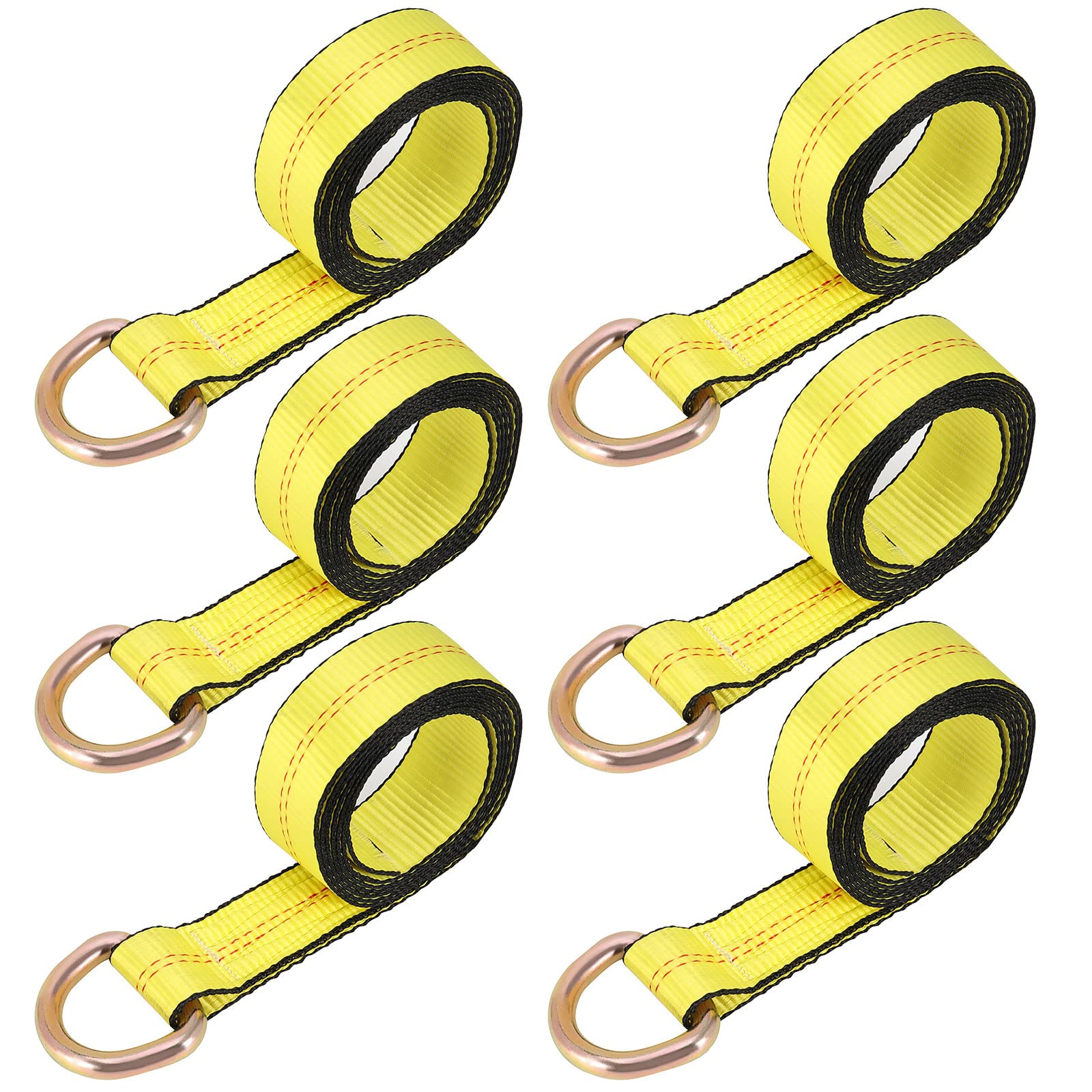 JOIKIT 6 Pack 2 Inch x 8.2 Ft Lasso Tow Strap with D Ring Auto Tie Down for Wheel Lift, Wrecker, Rollback, Tow Truck
