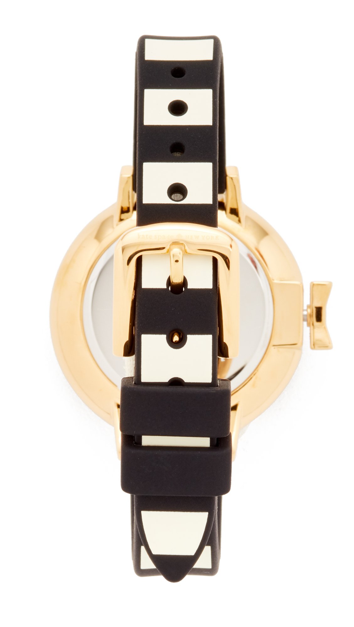 Kate Spade New York Women's Park Row Quartz Metal and Silicone Watch, Color: Black/Gold, Stripes (Model: KSW1313)