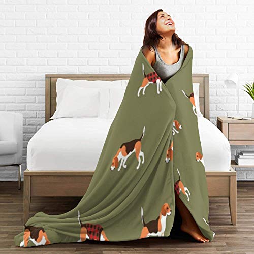 Beagle Buffalo Plaid Ultra Soft Flannel Fleece All Season Light Weight Living Room/Bedroom Warm Blanket