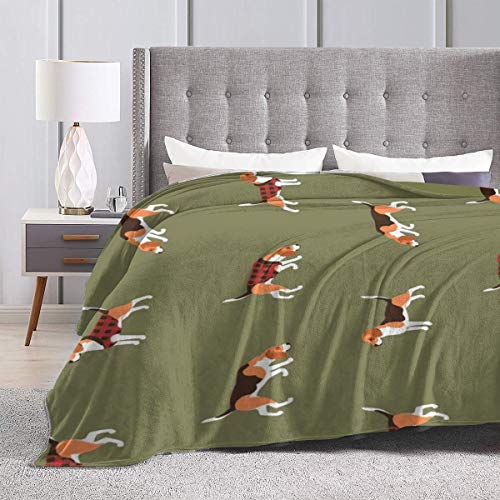 Beagle Buffalo Plaid Ultra Soft Flannel Fleece All Season Light Weight Living Room/Bedroom Warm Blanket