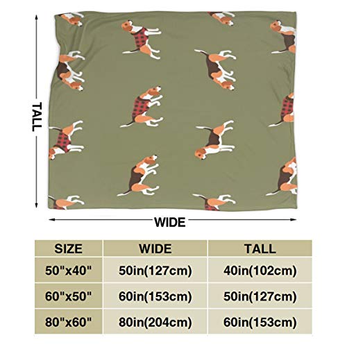 Beagle Buffalo Plaid Ultra Soft Flannel Fleece All Season Light Weight Living Room/Bedroom Warm Blanket