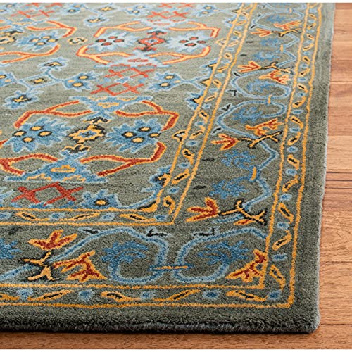SAFAVIEH Heritage Collection 8' x 10' Sage / Blue HG741W Handmade Traditional Oriental Premium Wool Area Rug