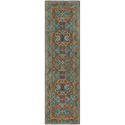 SAFAVIEH Heritage Collection 8' x 10' Sage / Blue HG741W Handmade Traditional Oriental Premium Wool Area Rug