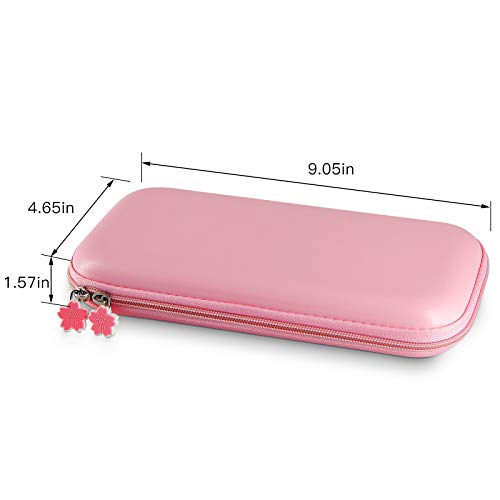 Switch lite classic Case - Protective Case Compatible with Switch lite- Fits Extra Controllers and 9 NDS Cards slot- Includes Accessories Pouch and Shoulder strap Cute Switch lite Case(Sakura pink)