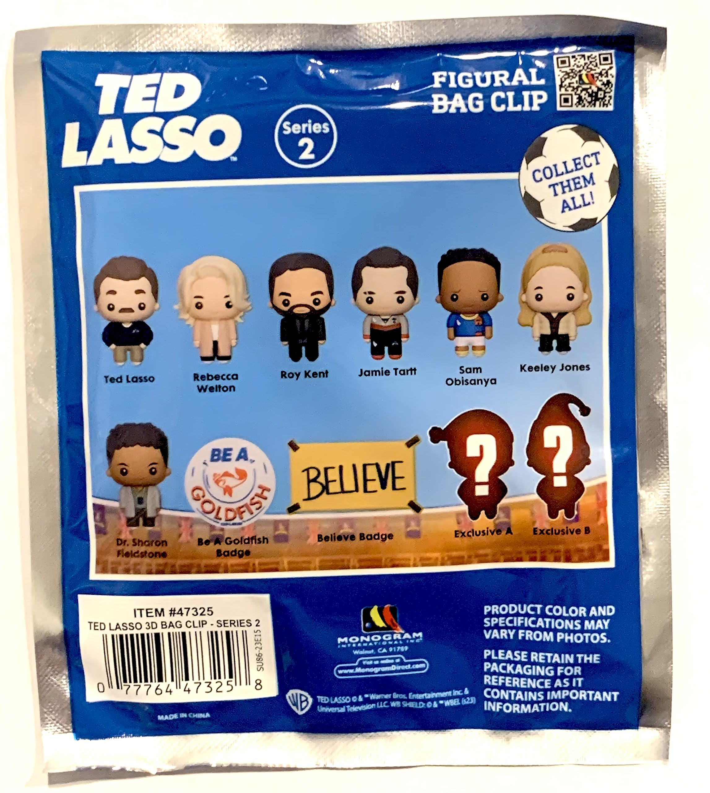 Monogram Ted Lasso Figural Bag Clip Series 2-3D Foam Figural Bag Clip in Blind Bag