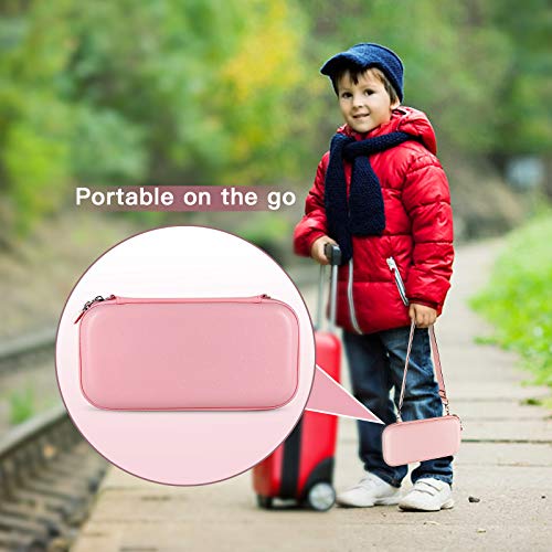 Switch lite classic Case - Protective Case Compatible with Switch lite- Fits Extra Controllers and 9 NDS Cards slot- Includes Accessories Pouch and Shoulder strap Cute Switch lite Case(Sakura pink)