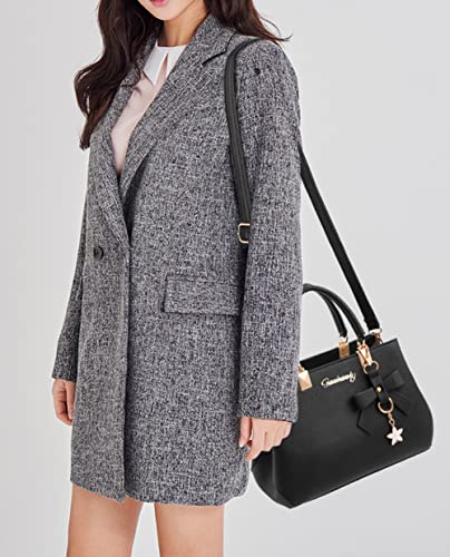 Dreubea Womens Handbag Tote Shoulder Purse Leather Crossbody Bag Black
