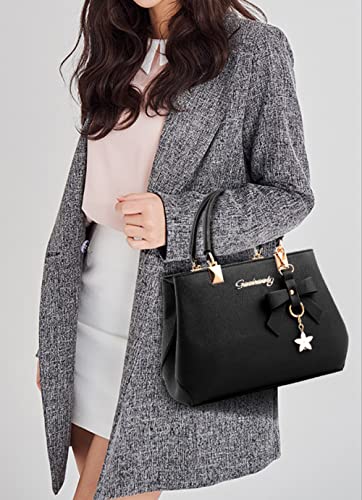 Dreubea Womens Handbag Tote Shoulder Purse Leather Crossbody Bag Black