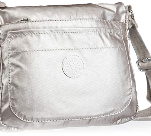 Kipling Women’s Sebastian Crossbody, Super Light, Durable Messenger, Nylon Shoulder Bag, Metallic Glow
