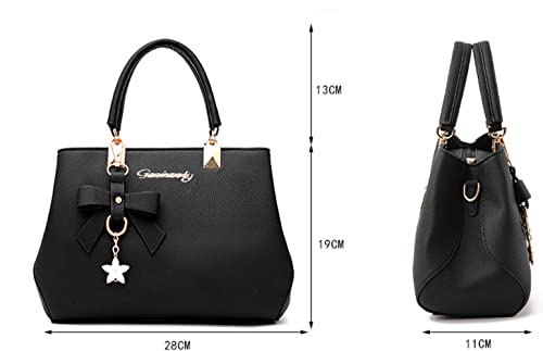 Dreubea Womens Handbag Tote Shoulder Purse Leather Crossbody Bag Black
