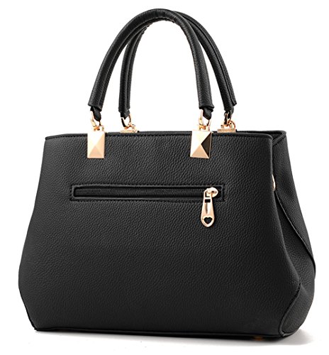 Dreubea Womens Handbag Tote Shoulder Purse Leather Crossbody Bag Black
