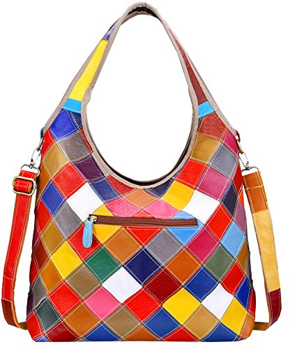 HESHE Women's Leather Shoulder Bags Cross Body Tote Handbags Purses with Flower Summer Style (Colorful-2B4021)