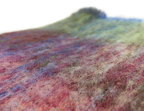 Genuine Irish Angora Mohair & Wool Throw Blanket Imported from Ireland, 72"x54" Inches, Traditional Celtic Style, Super Soft Feel & Warmth, Plaid Multicolor