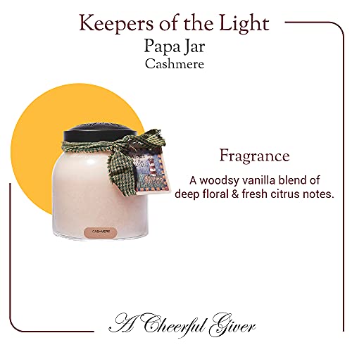 A Cheerful Giver β Cashmere - 34oz Papa Scented Candle Jar with Lid - Keepers of the Light - 155 Hours of Burn Time, Gift Candle, Brown