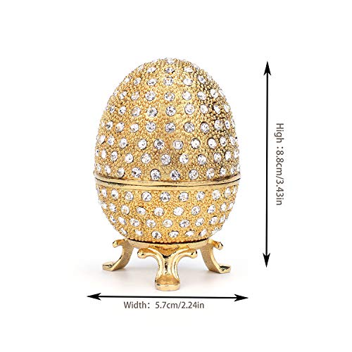 QIFU Faberge Egg Style Hand Painted Hinged Jewelry Trinket Box, Unique Ornament for Home Decor, Great Gift Idea for Family