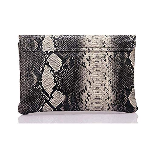 RARITYUS Women Large Envelop Clutch Snakeskin Handbag with Chain Strap Ladies Snakeskin Shoulder Crossbody Bag