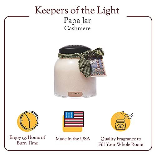 A Cheerful Giver β Cashmere - 34oz Papa Scented Candle Jar with Lid - Keepers of the Light - 155 Hours of Burn Time, Gift Candle, Brown