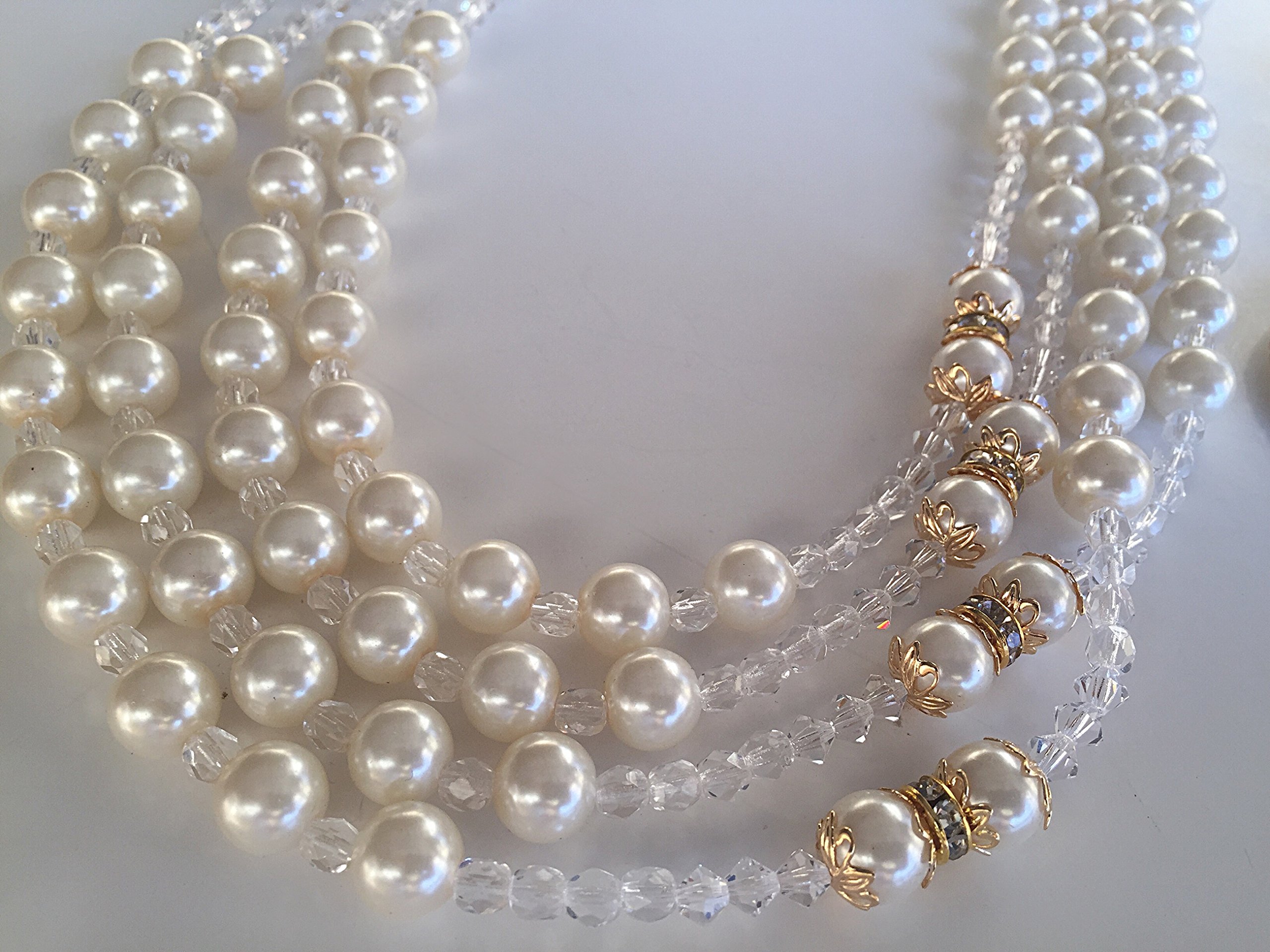San Joaquin Creations Non-catholic Wedding Lasso Ivory Color Crystal Pearls Gold Plated With Rhinestones Heart/Lazo De Boda No Catolico