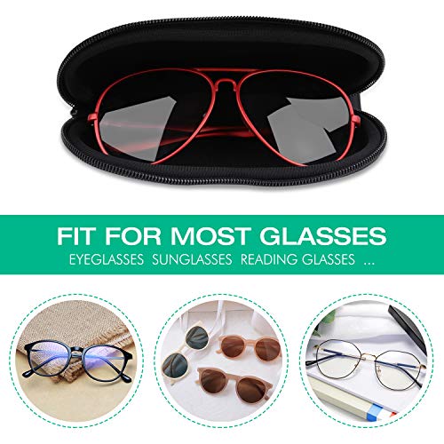 MoKo Sunglasses Soft Case Ultra Light Neoprene Zipper Eyeglass Case with Clip, Black & White Magnolia