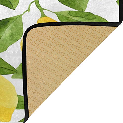 ALAZA Yellow Lemon Leaf Non Slip Kitchen Floor Mat Kitchen Rug for Entryway Hallway Bathroom Living Room Bedroom 39 x 20 inches(1.7' x 3.3')