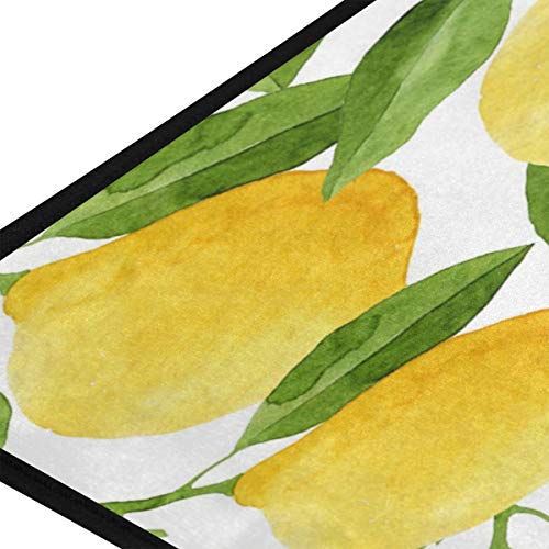 ALAZA Yellow Lemon Leaf Non Slip Kitchen Floor Mat Kitchen Rug for Entryway Hallway Bathroom Living Room Bedroom 39 x 20 inches(1.7' x 3.3')