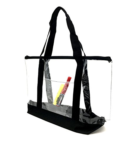 Clear PVC Zipper Tote Bag/Security Clear Tote Bag/Work Tote Bag (Black)