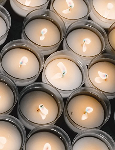 Harmonic Blossom Glass Votives 24 Pack - Premium White Unscented Votive Candles in Clear Elegant Holders - 15 Hour Long Lasting Burn Time - for Weddings, Parties and Event Decoration Centerpieces