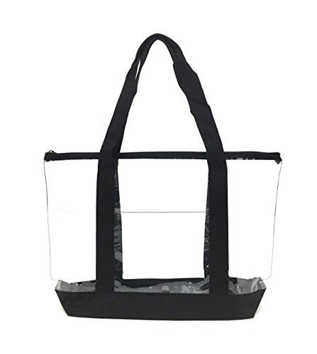 Clear PVC Zipper Tote Bag/Security Clear Tote Bag/Work Tote Bag (Black)