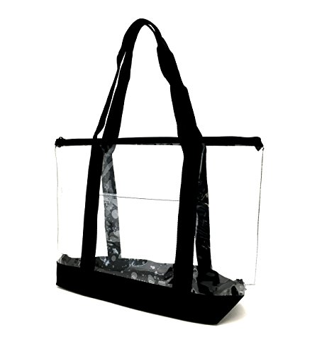 Clear PVC Zipper Tote Bag/Security Clear Tote Bag/Work Tote Bag (Black)