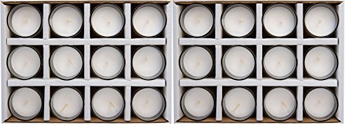Harmonic Blossom Glass Votives 24 Pack - Premium White Unscented Votive Candles in Clear Elegant Holders - 15 Hour Long Lasting Burn Time - for Weddings, Parties and Event Decoration Centerpieces