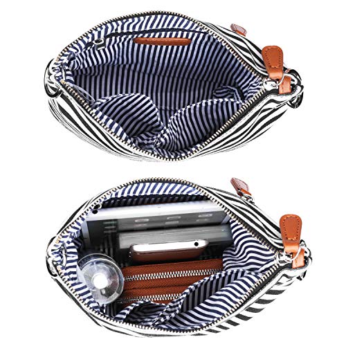 Newshows Women Lightweight Crossbody Bag Purse with Tassel Medium Canvas PU Leather, Zipper