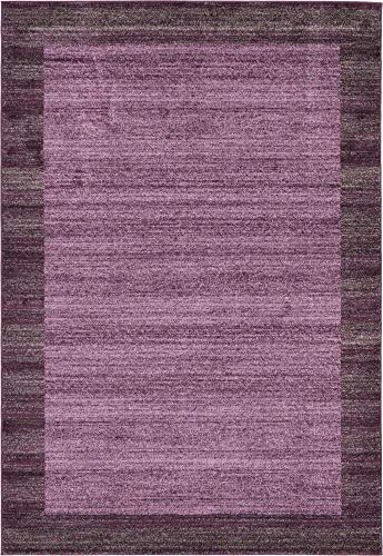 Unique Loom Del Mar Collection Area Rug-Transitional Inspired with Modern Contemporary Design, 6' 0 x 9' 0 Rectangular, Violet/Ivory
