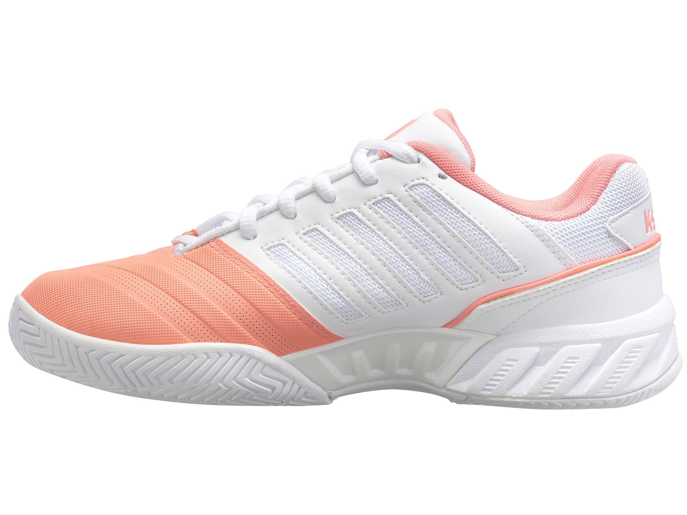 K-Swiss Women's Bigshot Light 4 Tennis Shoe, Peach Amber/White/Asphalt, 9.5 M