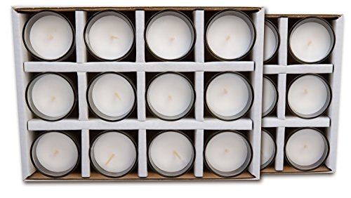 Harmonic Blossom Glass Votives 24 Pack - Premium White Unscented Votive Candles in Clear Elegant Holders - 15 Hour Long Lasting Burn Time - for Weddings, Parties and Event Decoration Centerpieces