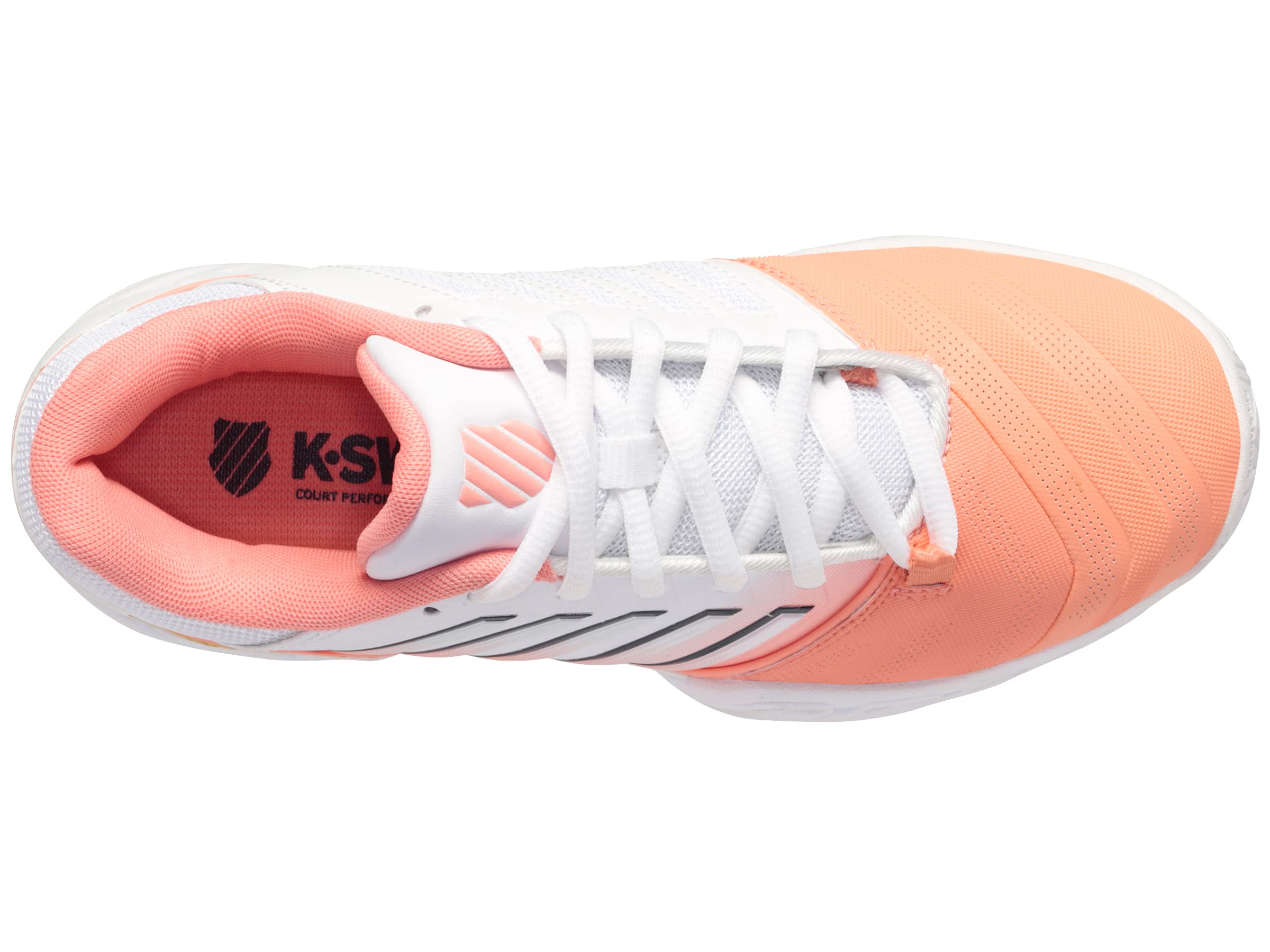 K-Swiss Women's Bigshot Light 4 Tennis Shoe, Peach Amber/White/Asphalt, 9.5 M