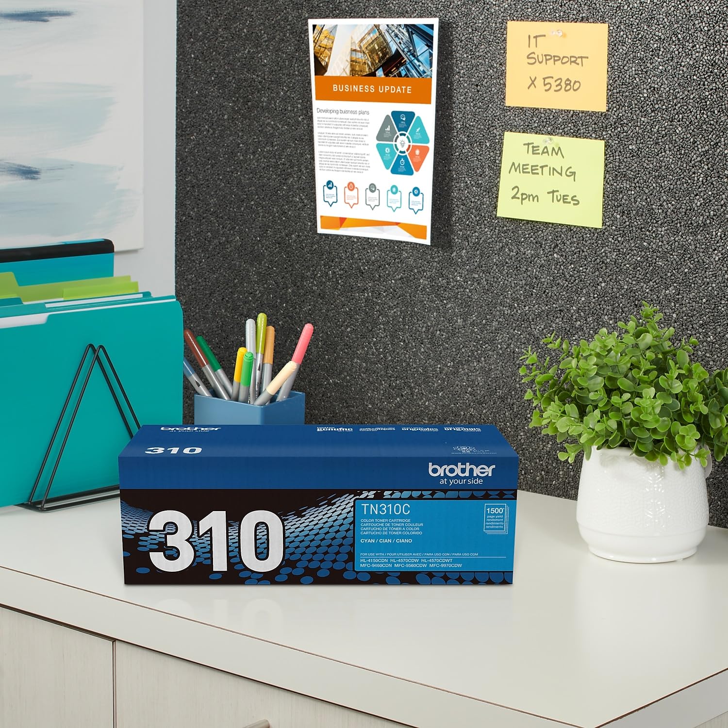 Brother Genuine Standard Yield Toner Cartridge, TN310C, Replacement Cyan Toner, Page Yield Up To 1,500 Pages, TN310