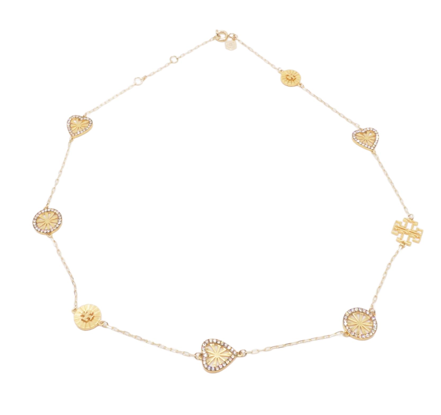 Tory Burch 141860 Britten Rolled Brass/Tory Gold Tone Crystal Pave Women's Necklace