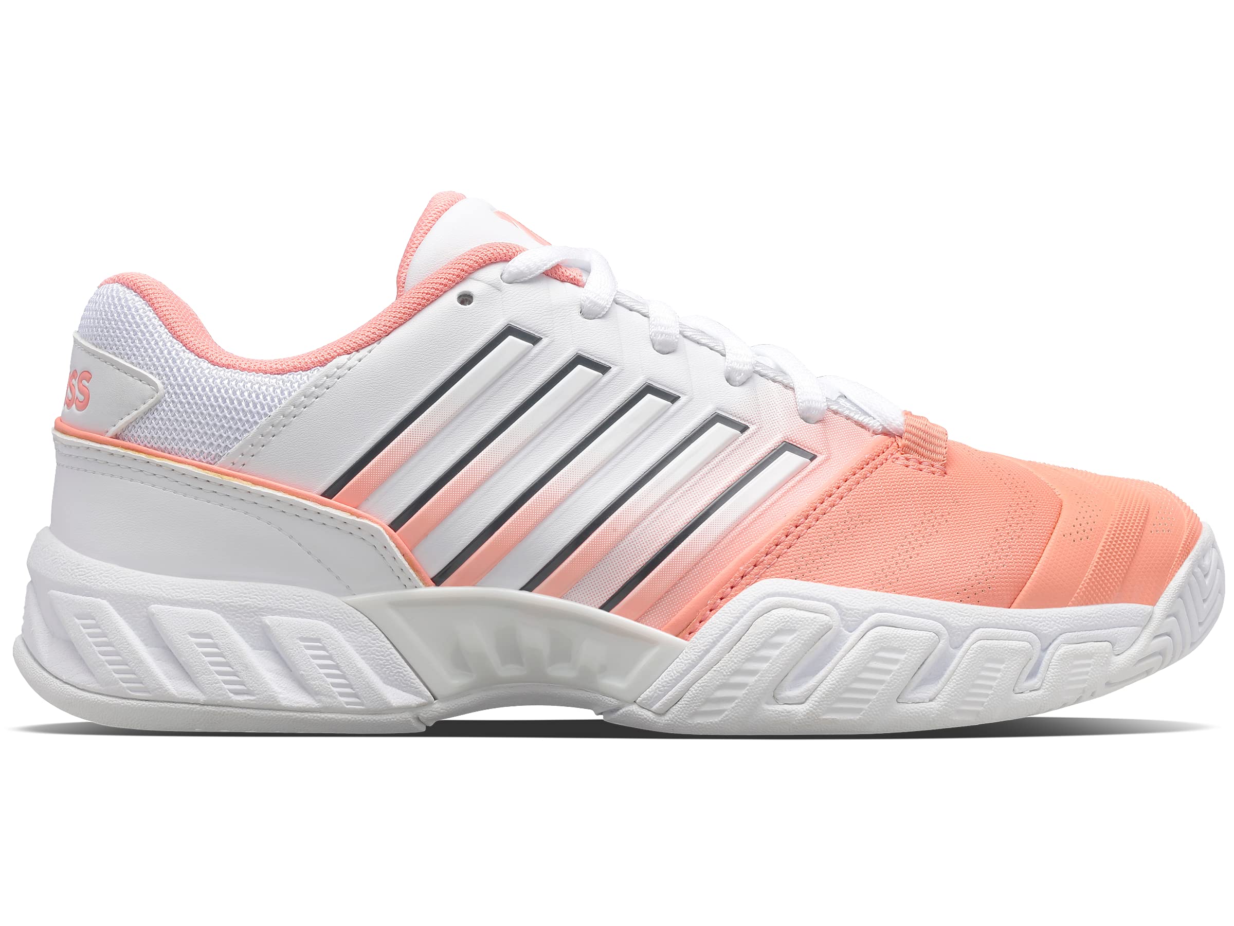 K-Swiss Women's Bigshot Light 4 Tennis Shoe, Peach Amber/White/Asphalt, 9.5 M