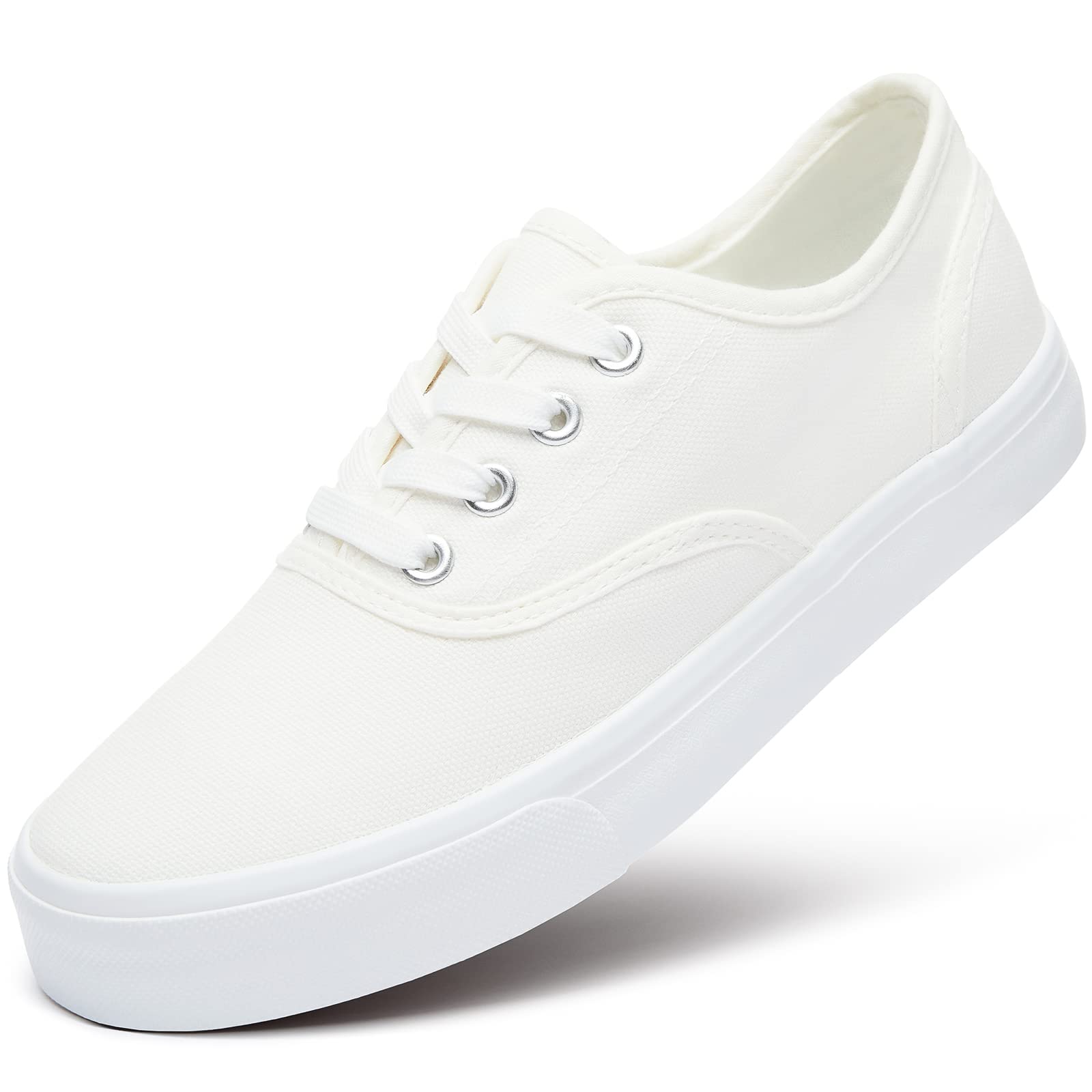 ZGR Women's Canvas White Shoes Classic Fashion Low Cut Sneakers(Canvas White.US8)