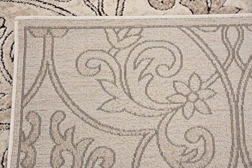 Unique Loom Rushmore Collection Classic Traditional White Tone-on-Tone Textured Intricate Design Area Rug (3' 0 x 9' 10 Runner, Tan/ Beige)