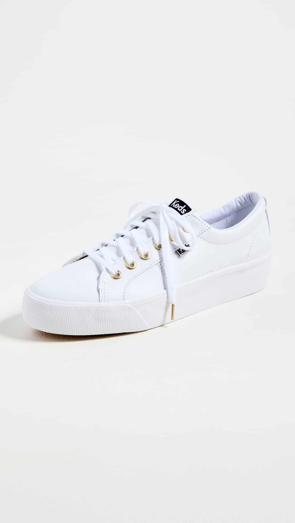 Keds Women's Jump Kick Duo Lace Up Sneaker, White/Gold, 10