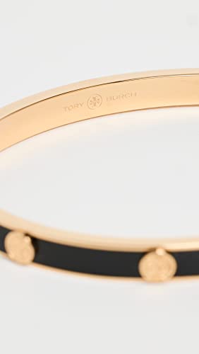Tory Burch Women's Miller Stud 5mm Enamel Hinge Bracelet, Tory Gold/Black, One Size