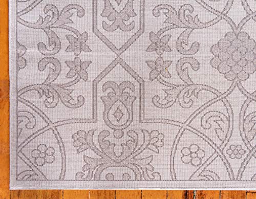 Unique Loom Rushmore Collection Classic Traditional White Tone-on-Tone Textured Intricate Design Area Rug (3' 0 x 9' 10 Runner, Tan/ Beige)