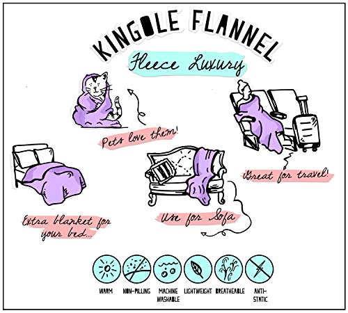 Kingole Flannel Fleece Microfiber Throw Blanket, Luxury Lavender Purple Twin Size Lightweight Cozy Couch Bed Super Soft and Warm Plush Solid Color 350GSM (66 x 90 inches)