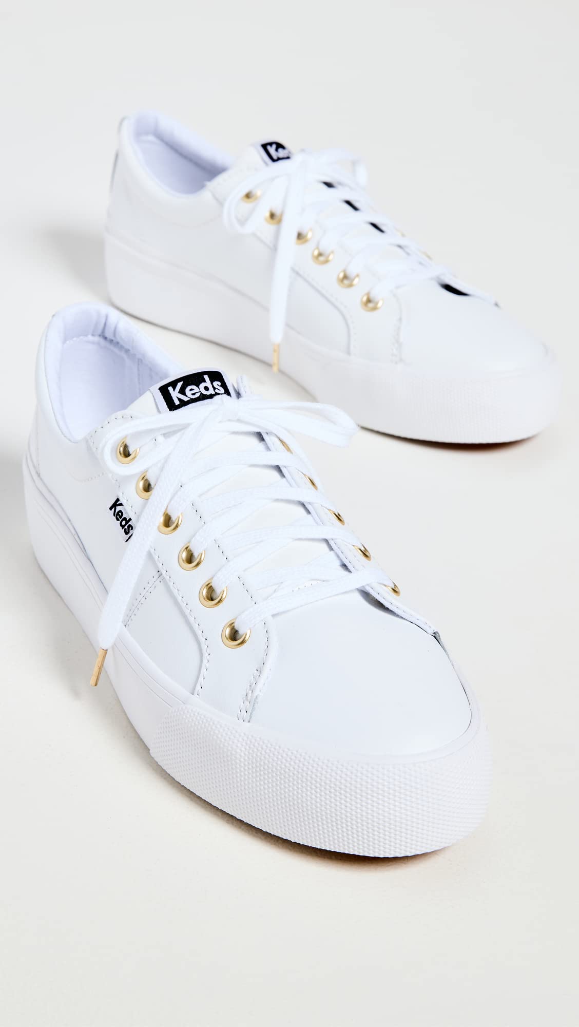 Keds Women's Jump Kick Duo Lace Up Sneaker, White/Gold, 10